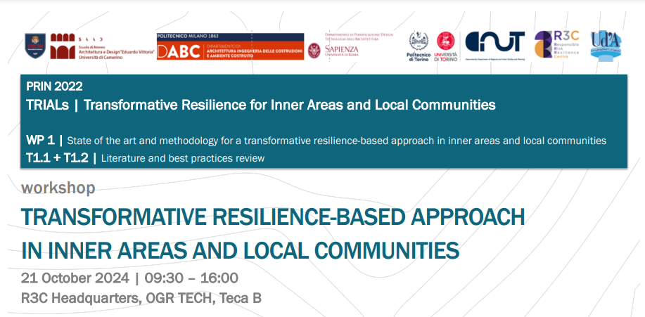 WORKSHOP | TRANSFORMATIVE RESILIENCE-BASED APPROACH IN INNER AREAS AND ...